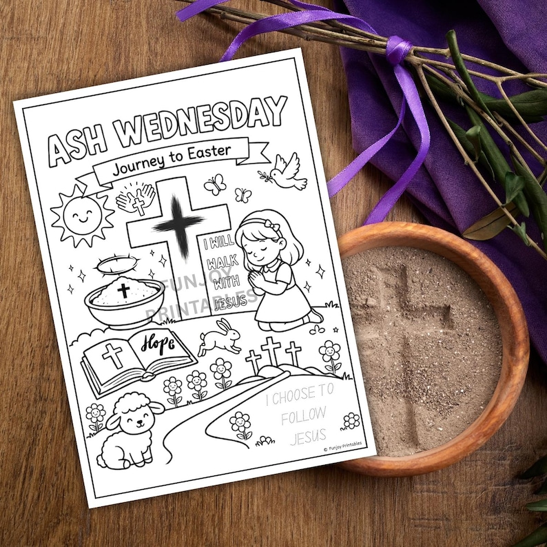 Ash Wednesday Coloring Page PRINTABLE, Catholic Lent Activity, Journey ...
