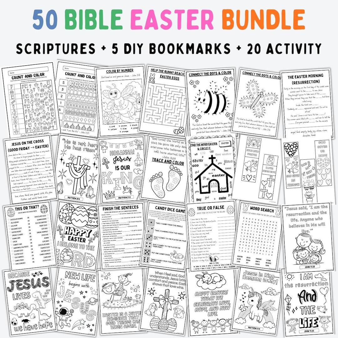 Easter Bible Activity BUNDLE, Easter Games, Activity, Coloring Pages ...
