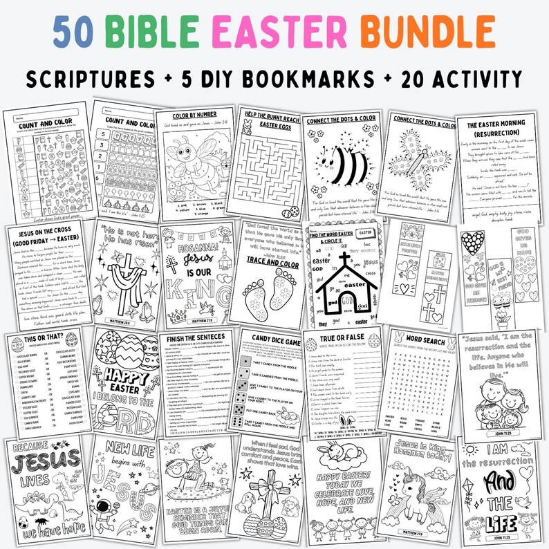 Easter Bible Activity BUNDLE, Easter Games, Activity, Coloring Pages ...