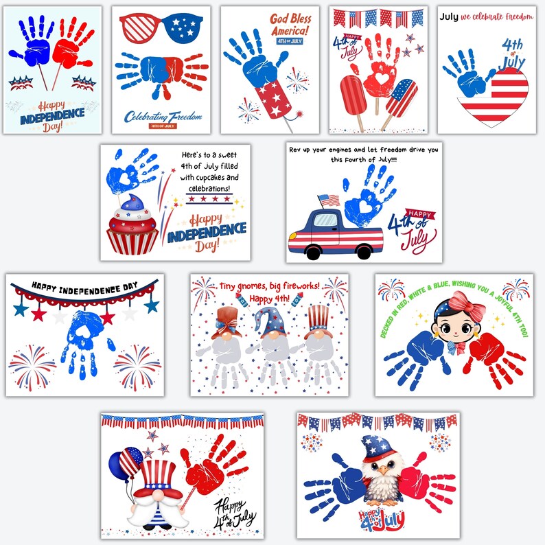 4th of July Handprint Art BUNDLE, Fourth of July Craft, Classroom ...