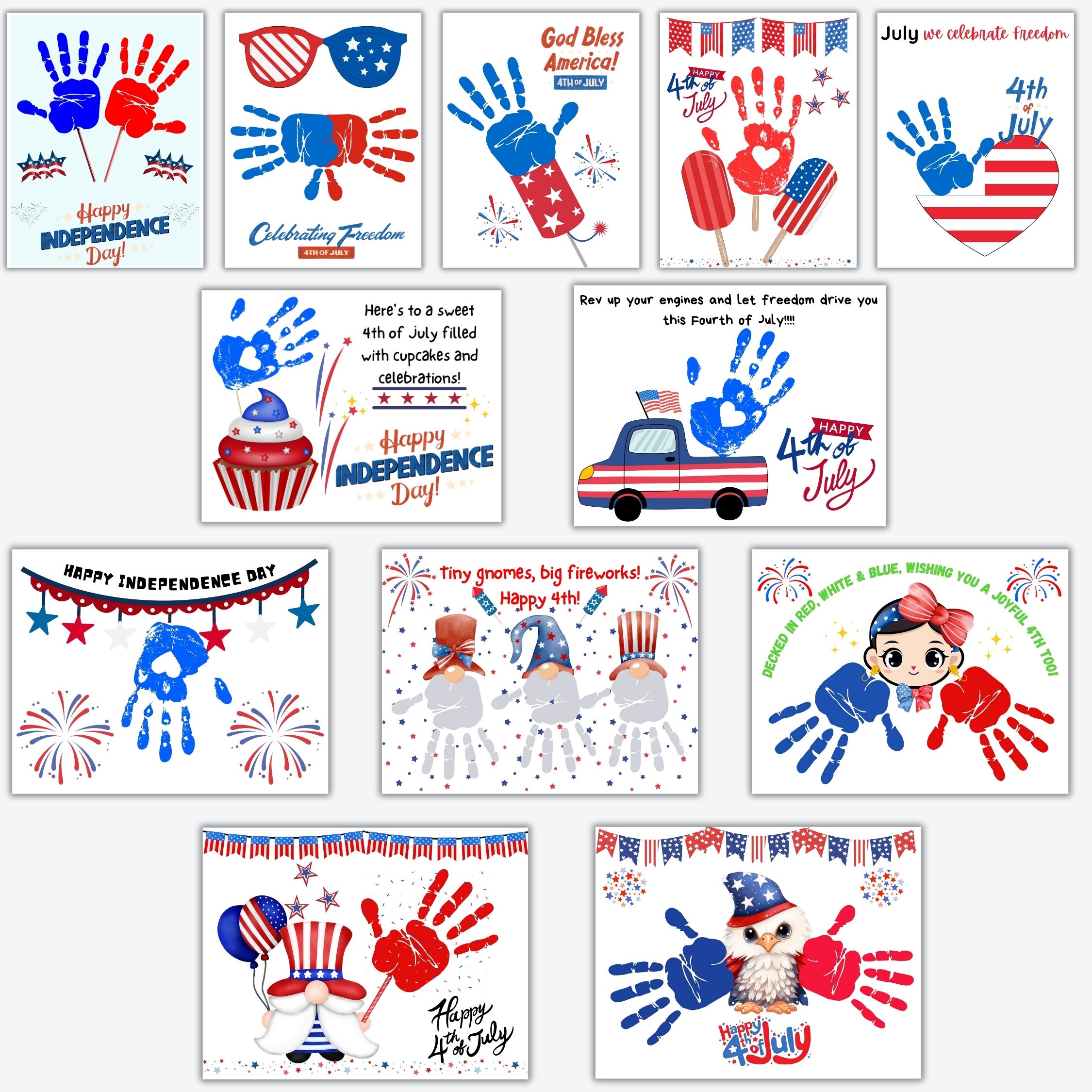4th of July Handprint Art BUNDLE, Fourth of July Craft, Classroom ...