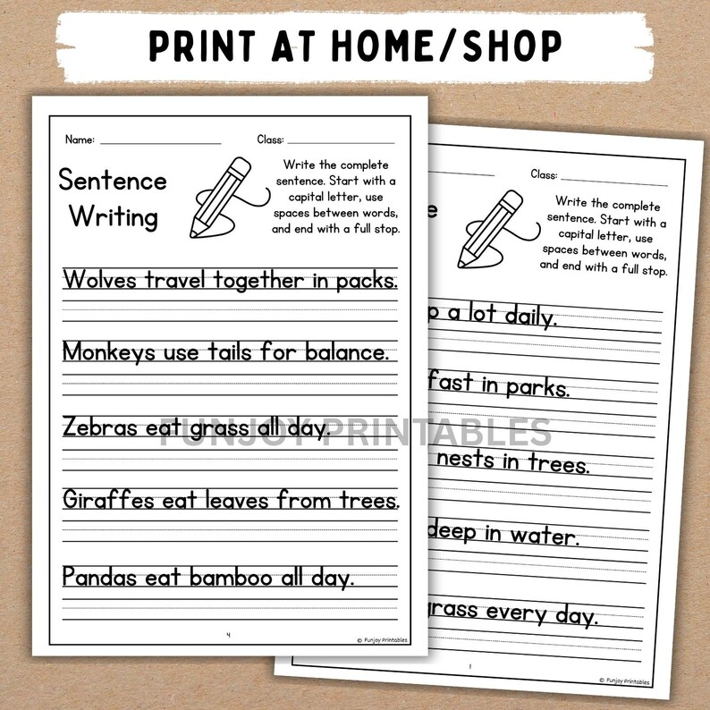 Sentences Practice Worksheet, Writing Printable, Sentence Writing ...