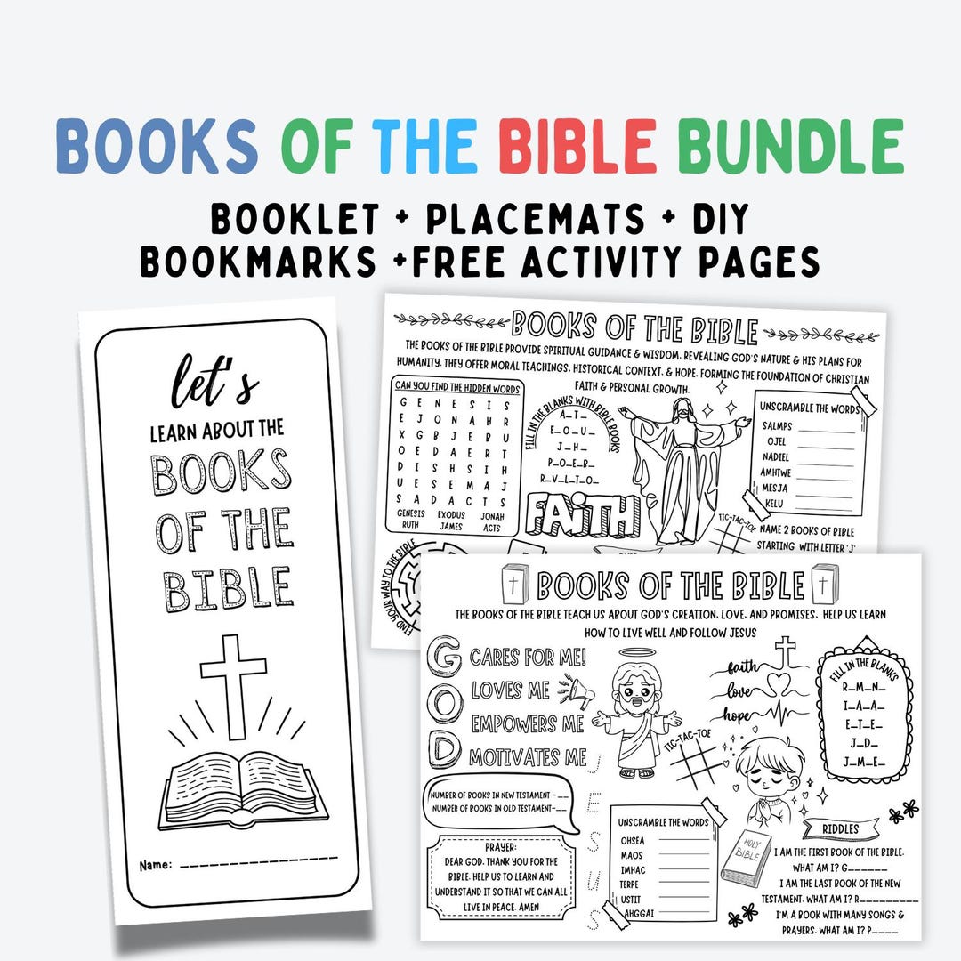 Books of the Bible Activity, Bible Activity Placemat, Sunday School ...