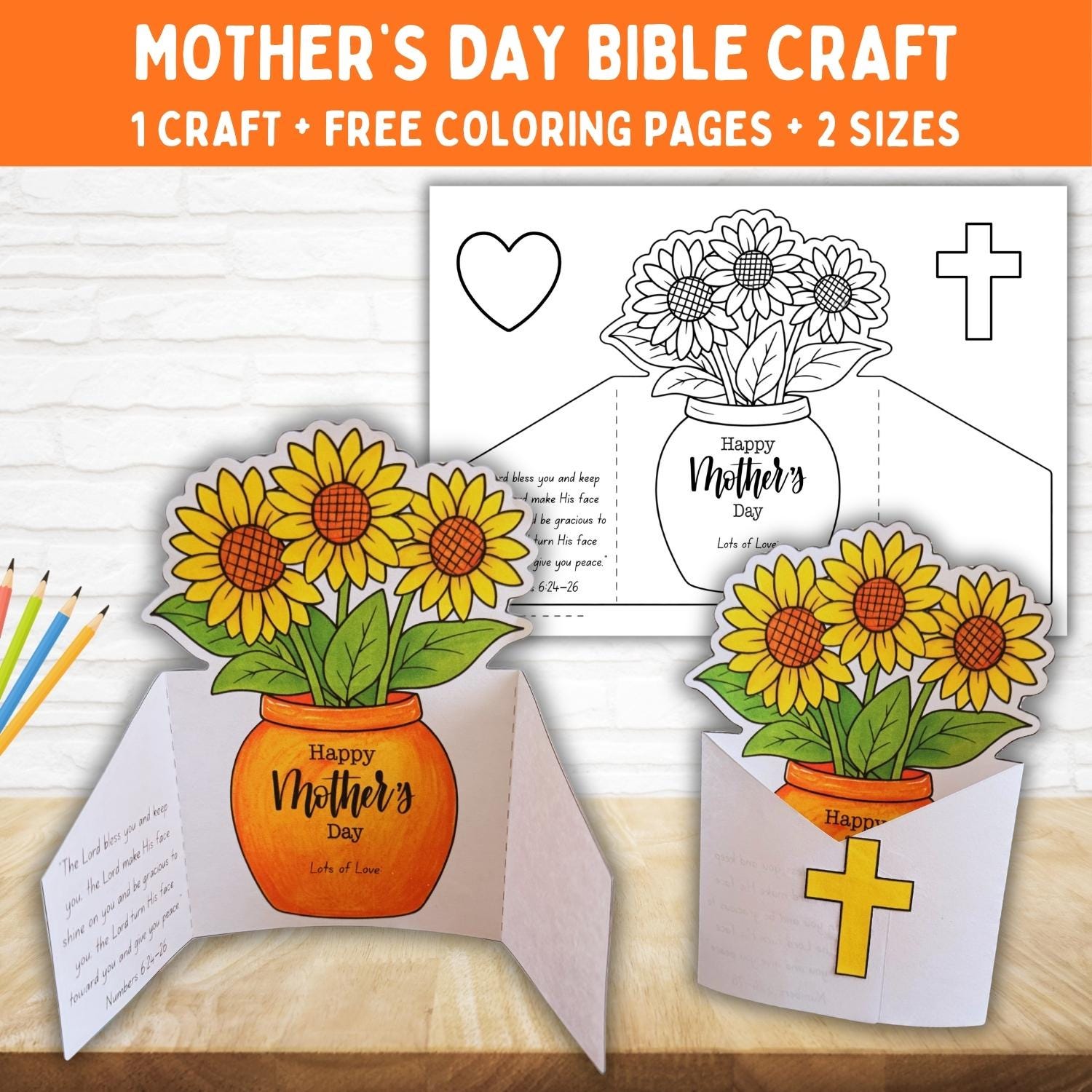 Mother's Day Flower Bouquet Card Craft, Kids Coloring Activity (digital ...
