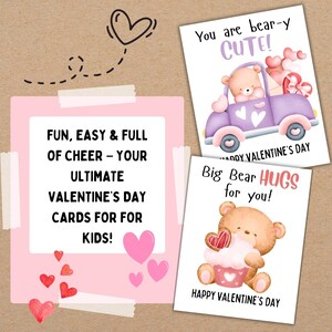 EDITABLE Cute Bear Valentine Cards, Classroom Valentines Day Cards Kids ...