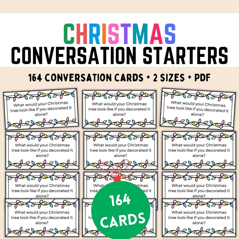 Christmas Conversation Starter Cards, Seniors, Family Game (digital ...