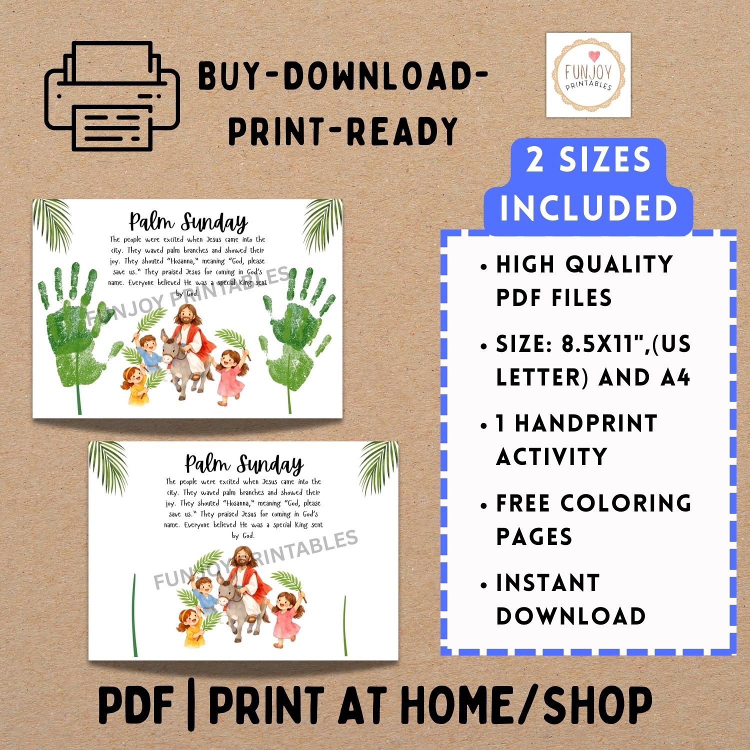 Easter Handprint Art Printable – Palm Sunday & Holy Week Craft for Kids ...