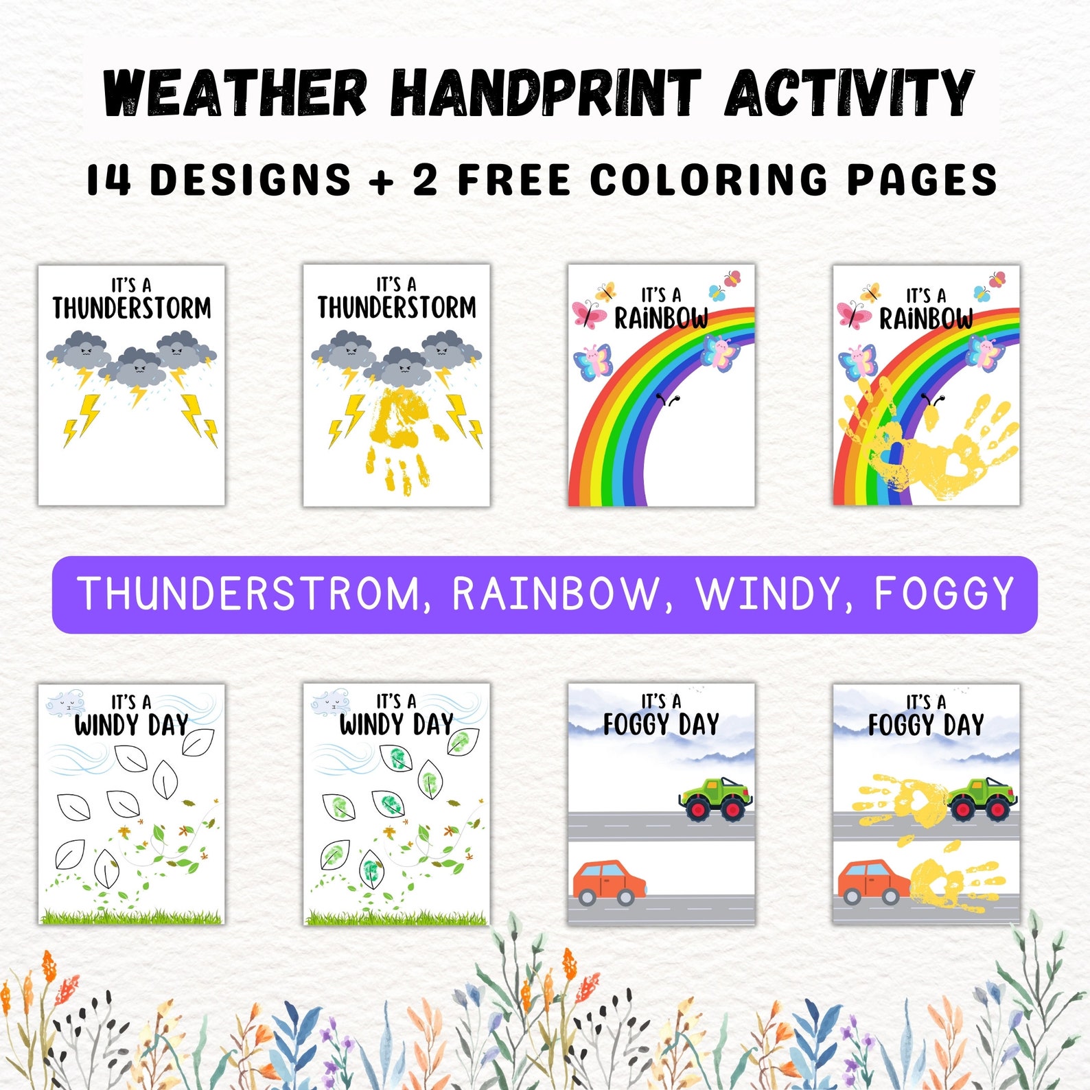 Printable Weather Handprint Craft Bundle, Kindergarten, Handprint Art ...