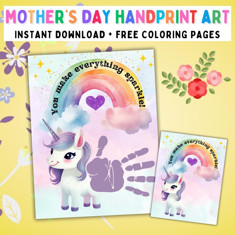 PRINTABLE Mother's Day Handprint Art Craft for Kids, Toddler, Preschool ...