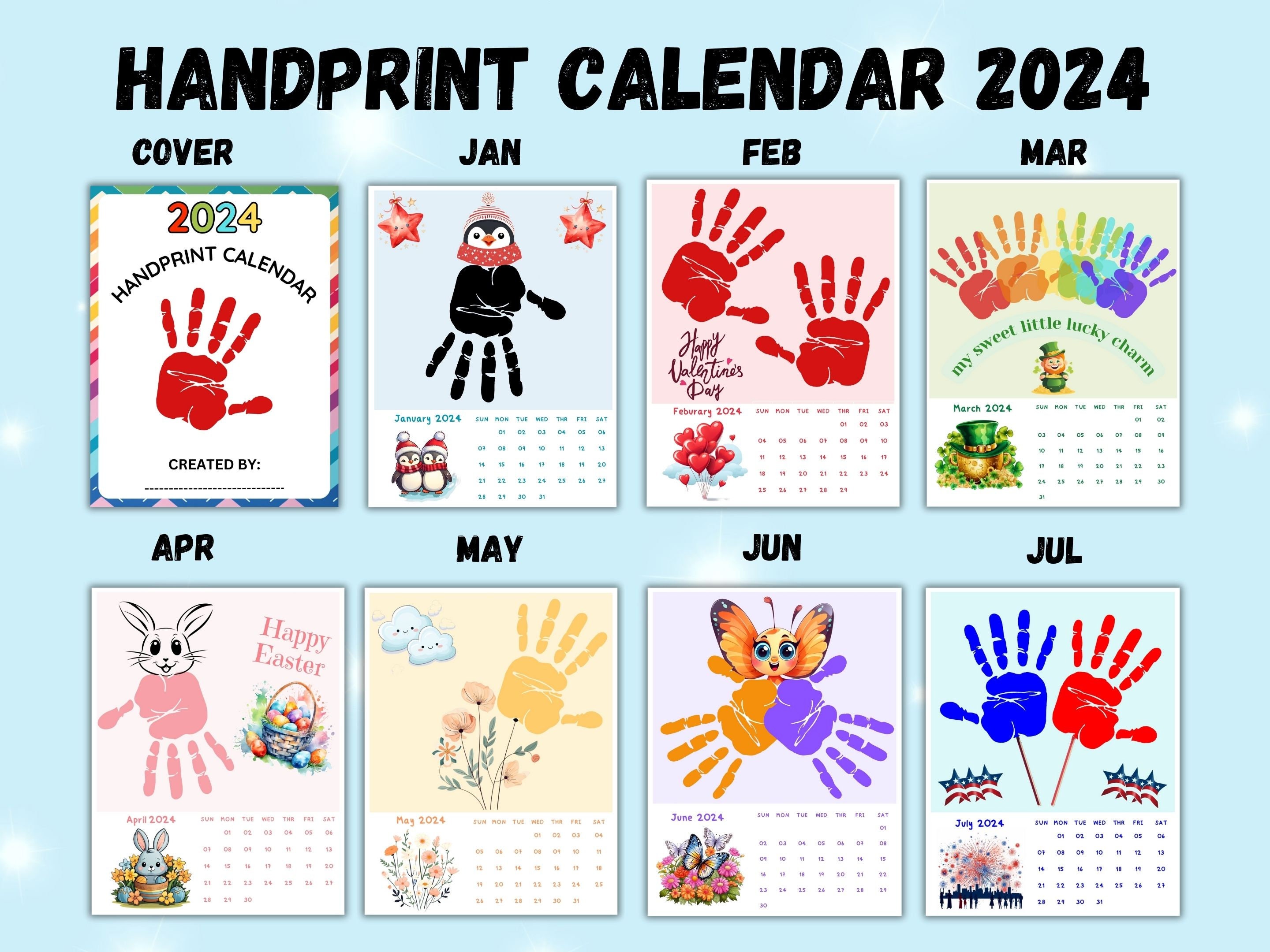 2024 Handprint Footprint Calendar, Handprint Craft, Footprint Craft ...