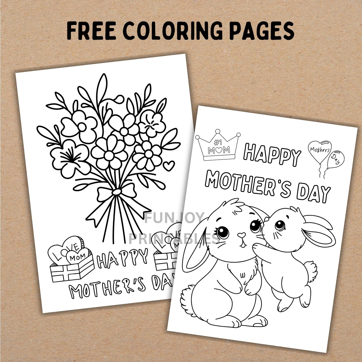 Mother's Day Flower Bouquet Card Craft, Kids Coloring Activity (digital ...