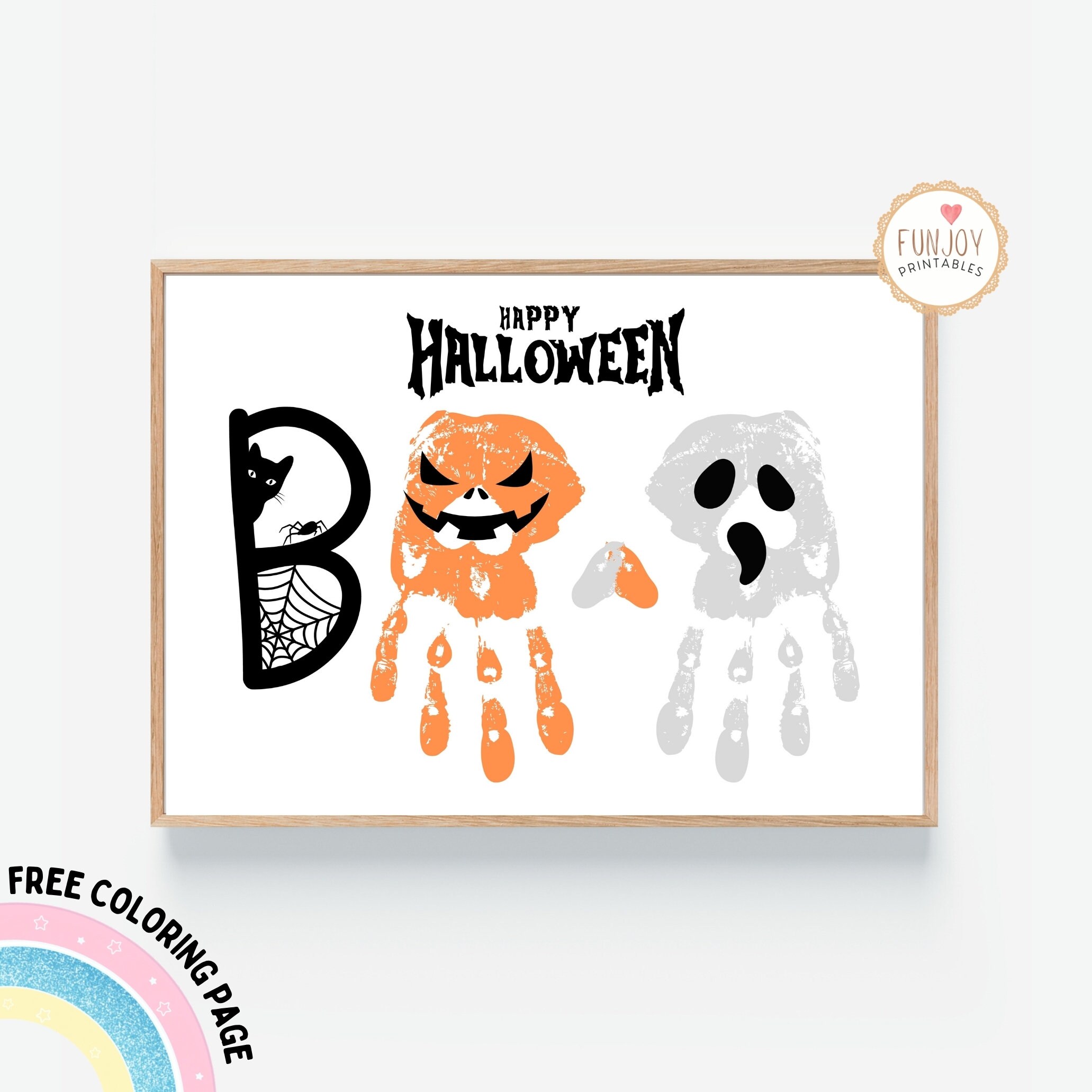 PRINTABLE Halloween Handprint Art, Boo Handprint Fall Art Craft ...