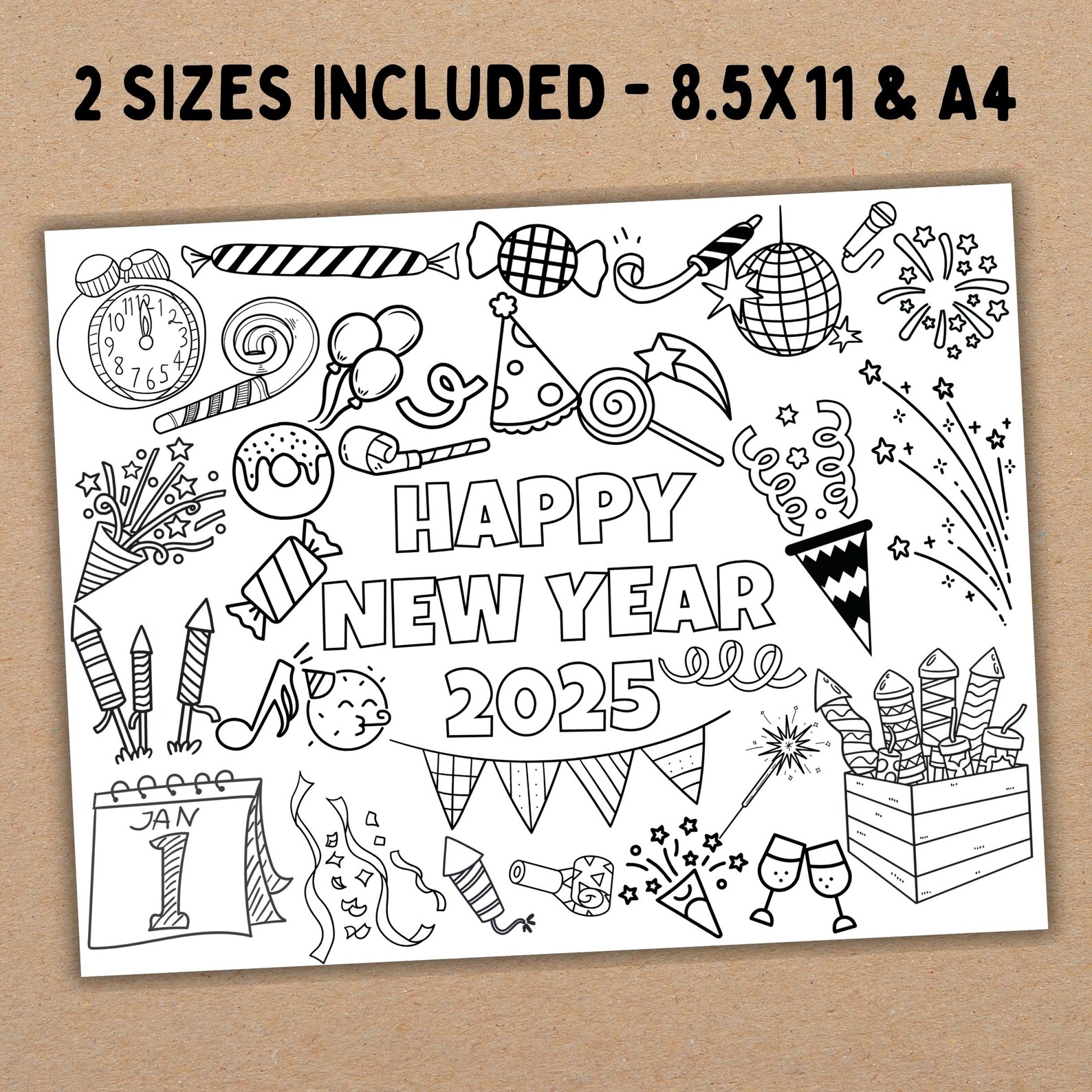New Years Activity Placemat Printable New Years Eve Activity Sheet NYE ...