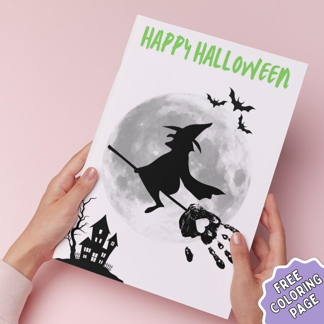 Halloween Witch Handprint Art, Witch Handprint Craft for Kids, DIY ...