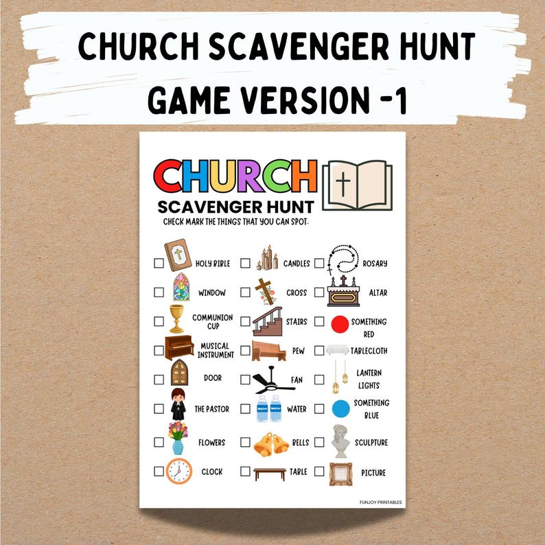 Church Scavenger Hunt PRINTABLE for Kids, Adults, Sunday School ...