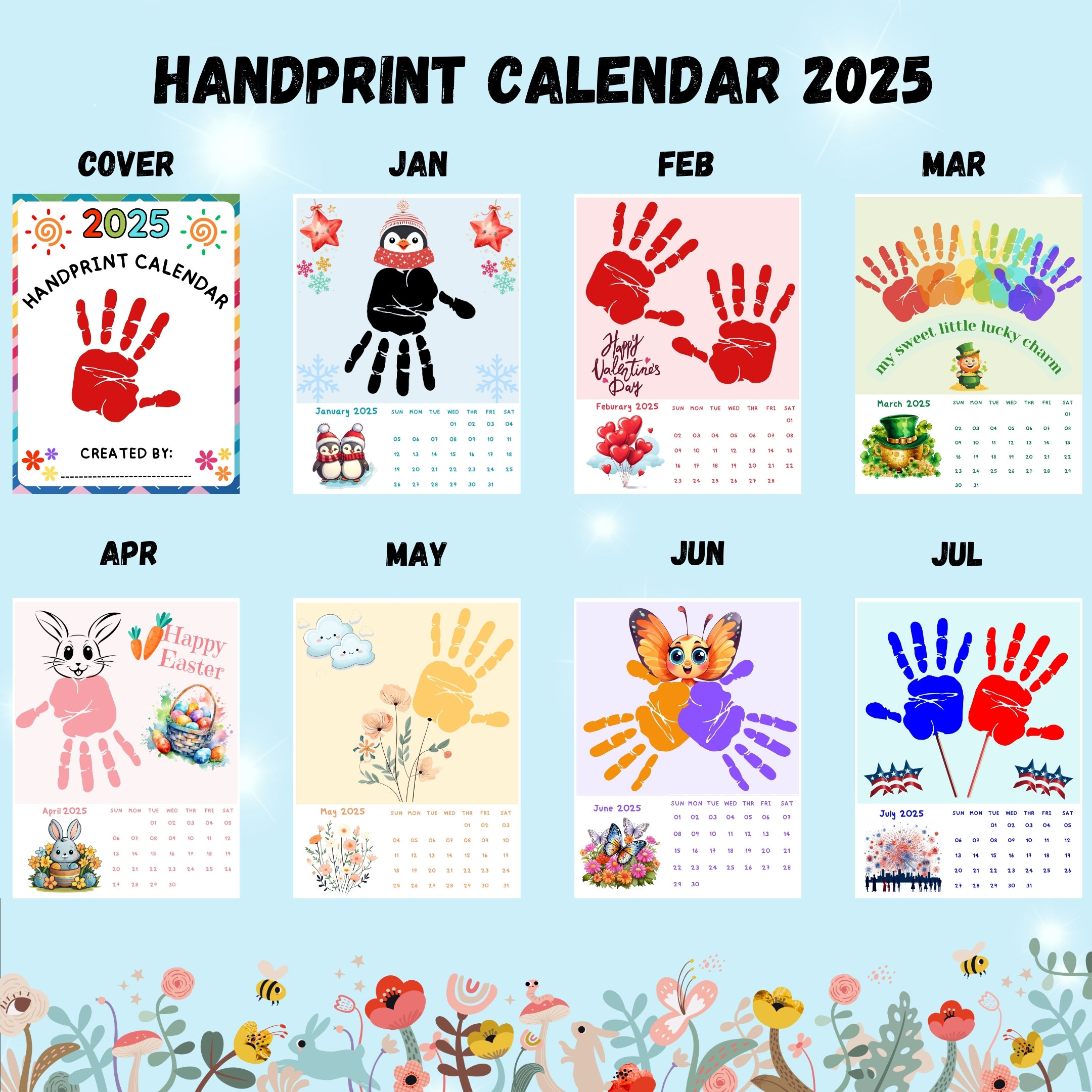 Handprint Calendar 2025, Handprint Craft, Footprint Craft, Kids Toddler ...