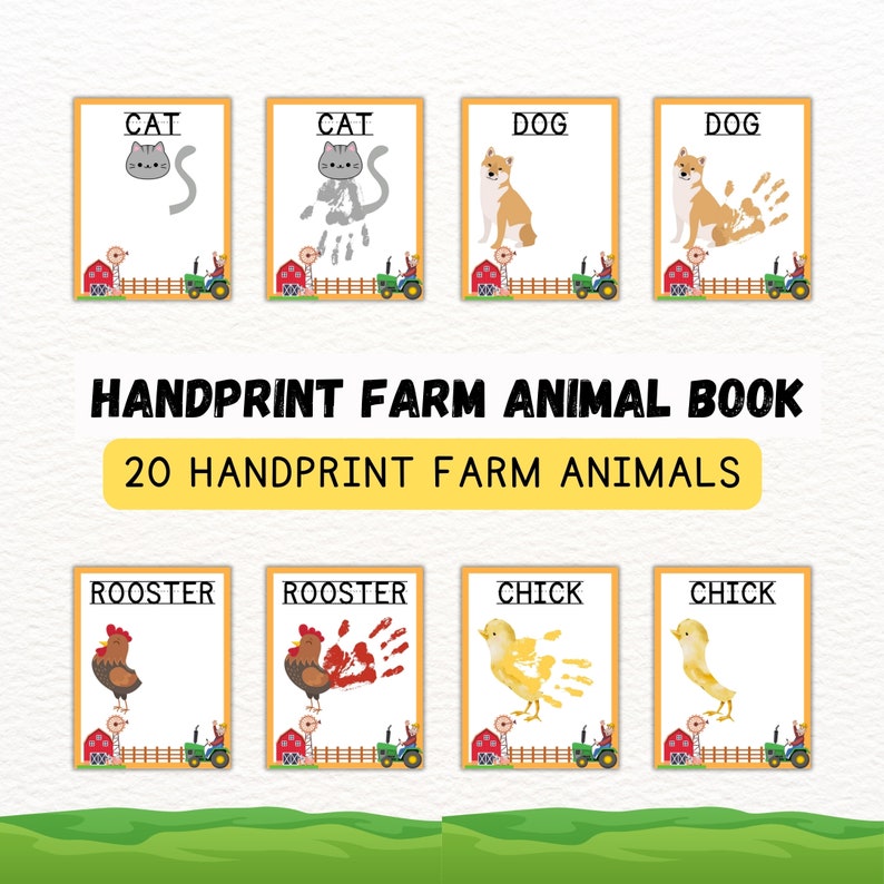 FARM ANIMALS Handprint Book, Printable Handprint Art, Toddler Child ...