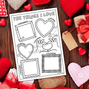 Valentines Day Kids Activity, Things I Love, Valentines Party Printable ...