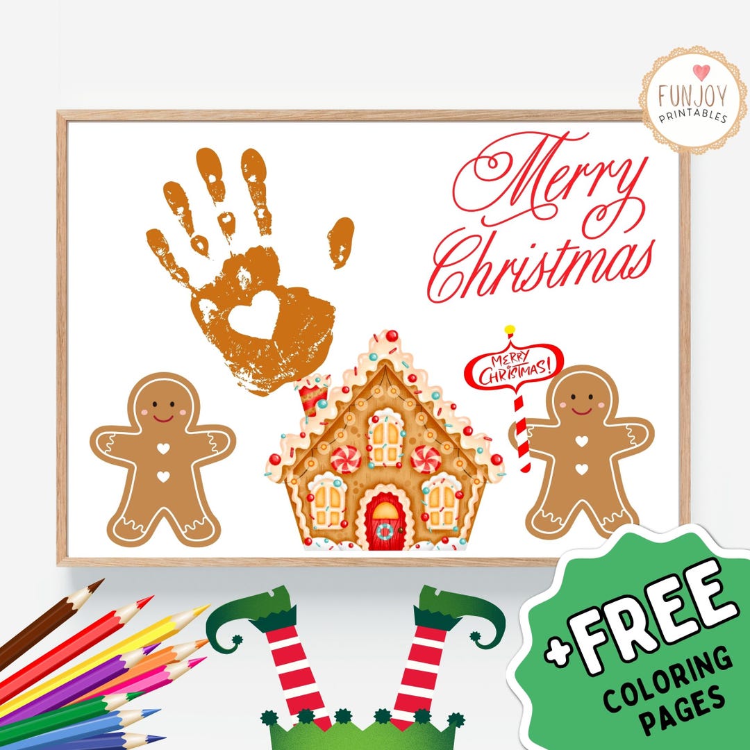 Christmas Handprint Art Gingerbread House Craft, Christmas Handprint ...