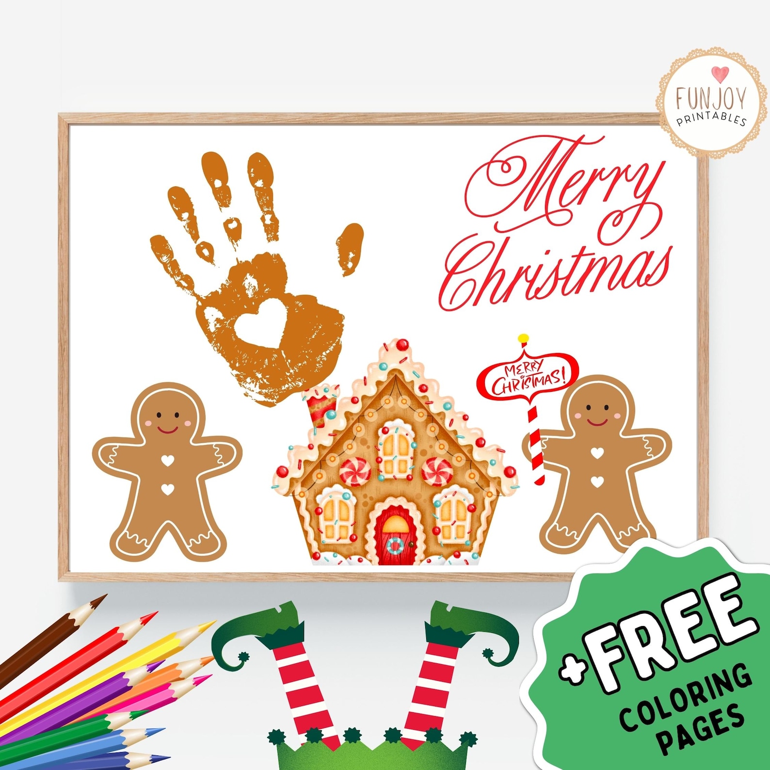 Christmas Handprint Art Gingerbread House Craft, Christmas Handprint ...