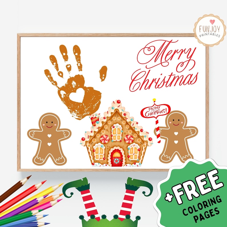 Christmas Handprint Art Gingerbread House Craft, Christmas Handprint ...