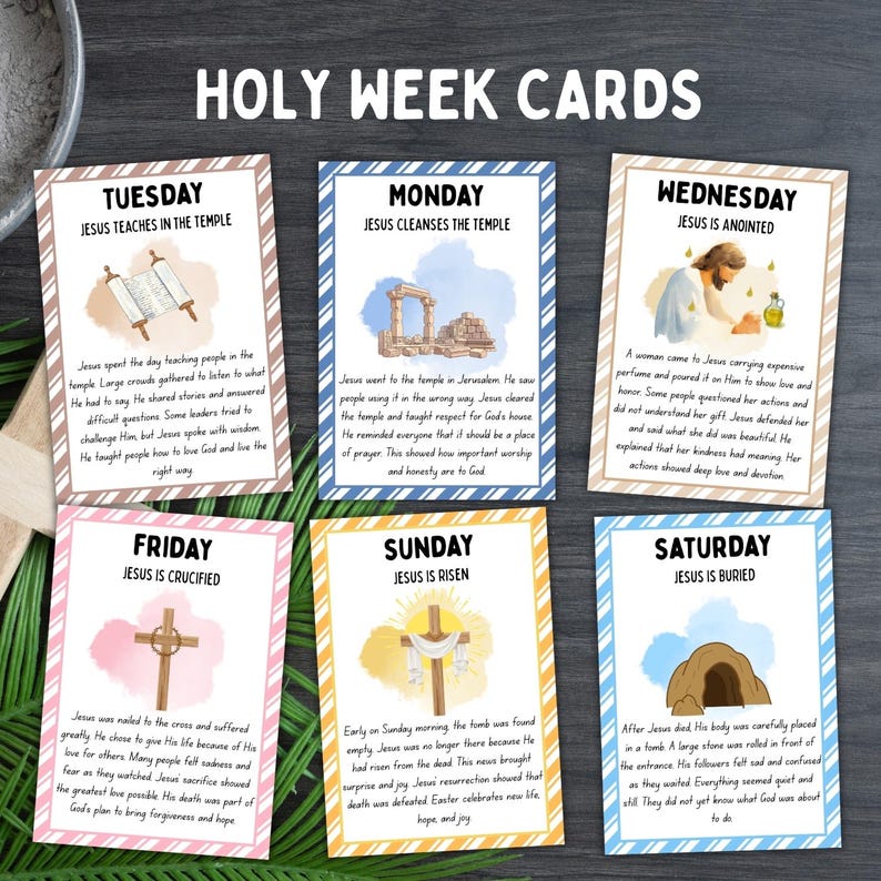 PRINTABLE Holy Week Cards, Easter Story Cards, Easter Advent, Easter ...