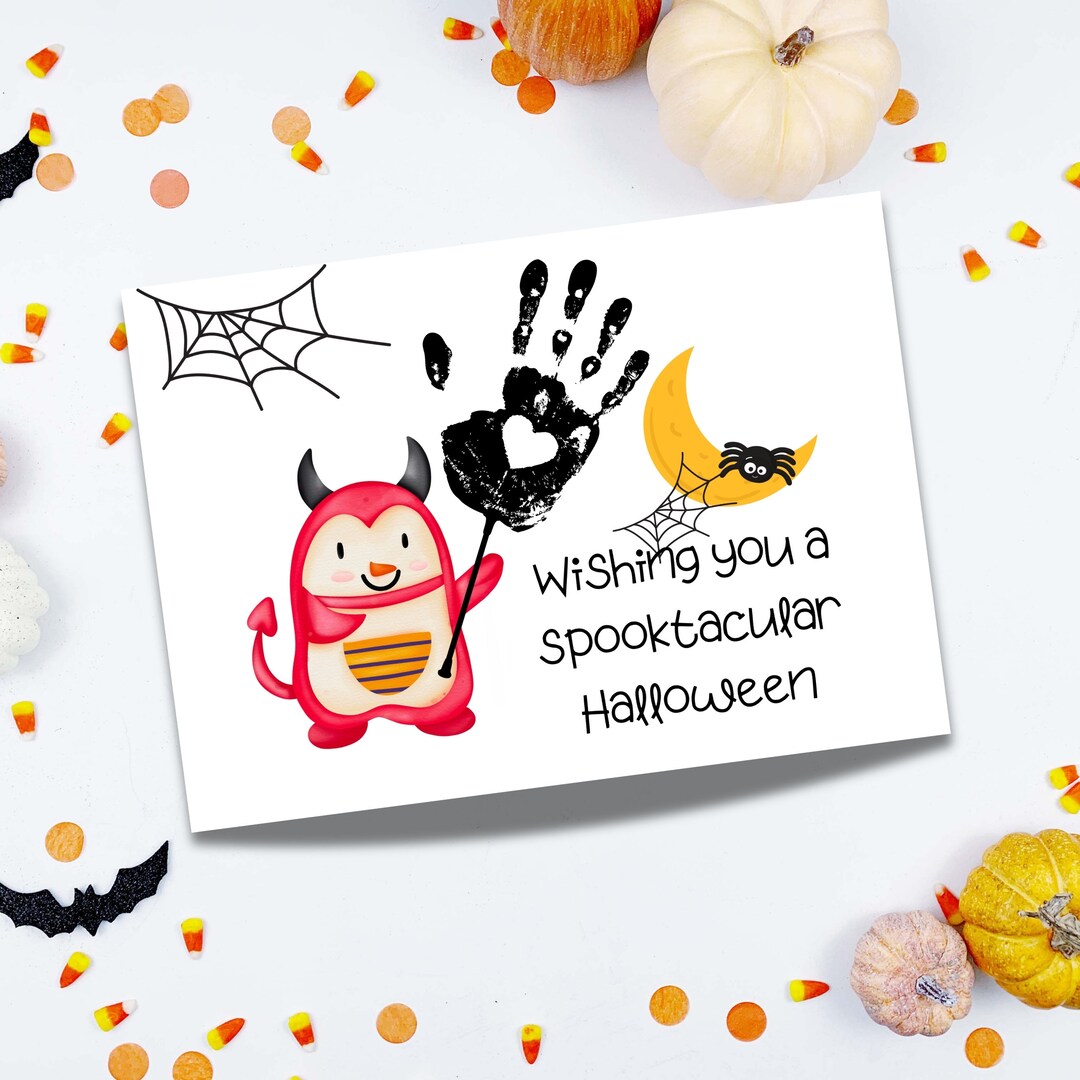 Cute Halloween Handprint Activity, Handprint Art Craft, Halloween Hand ...