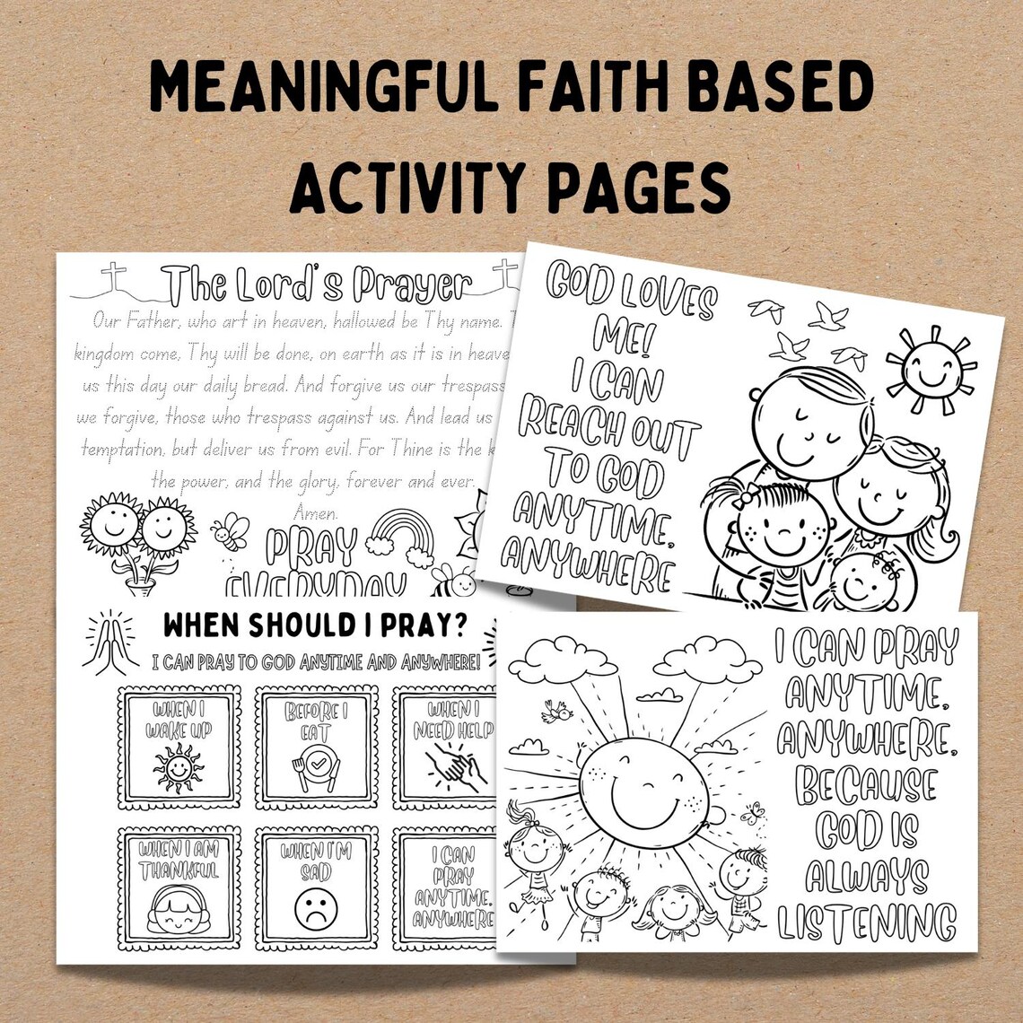Lords Prayer Bible Verse Coloring Page, Tracing Worksheet, Kid Prayer ...