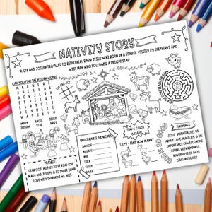 Christmas Activity Placemat for Kids, Merry Christmas PRINTABLE ...