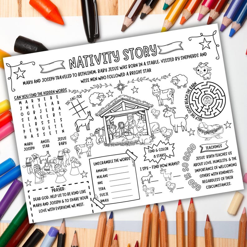 Christmas Activity Placemat for Kids, Merry Christmas PRINTABLE ...