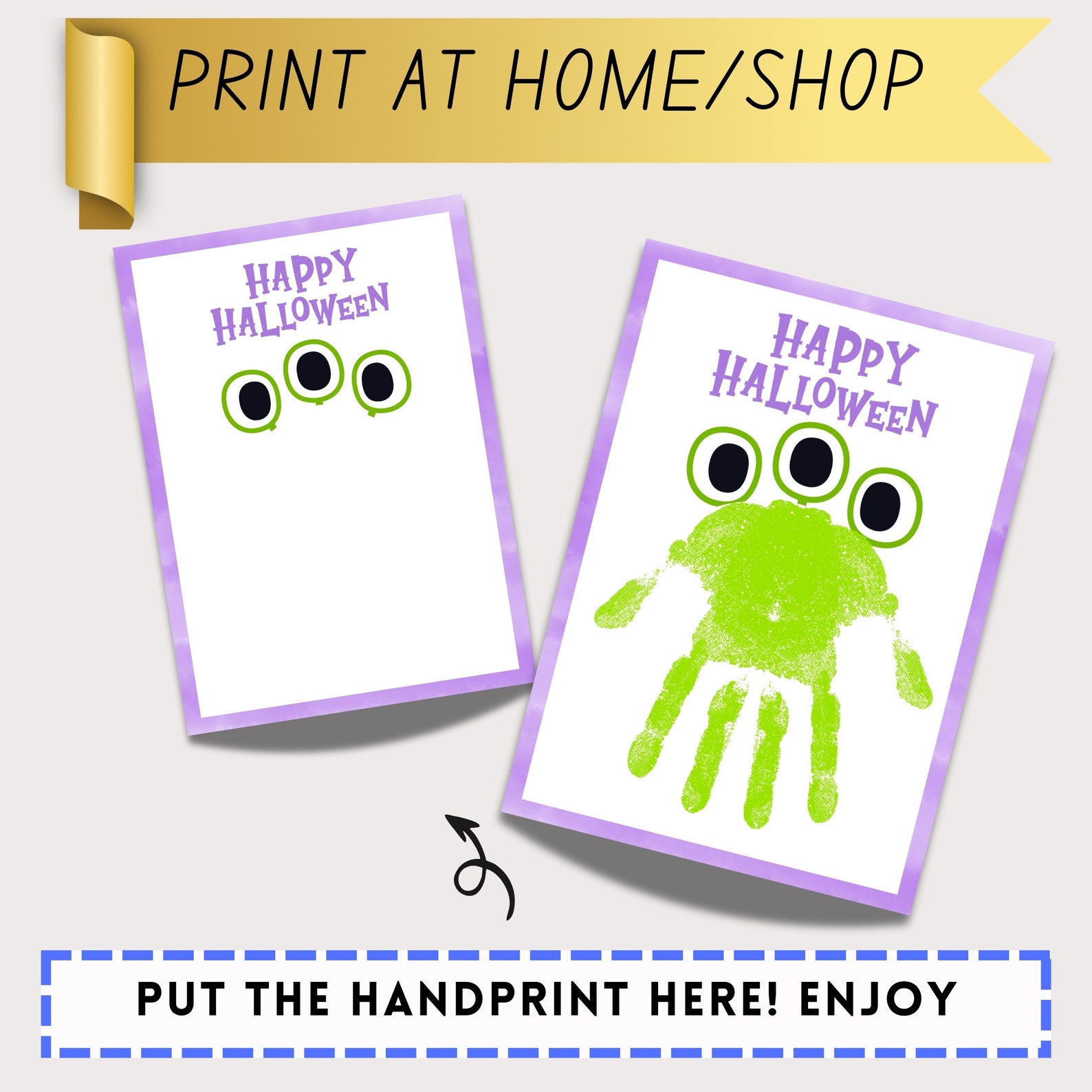 PRINTABLE Halloween Handprint Art, Happy Halloween Craft, Happy ...