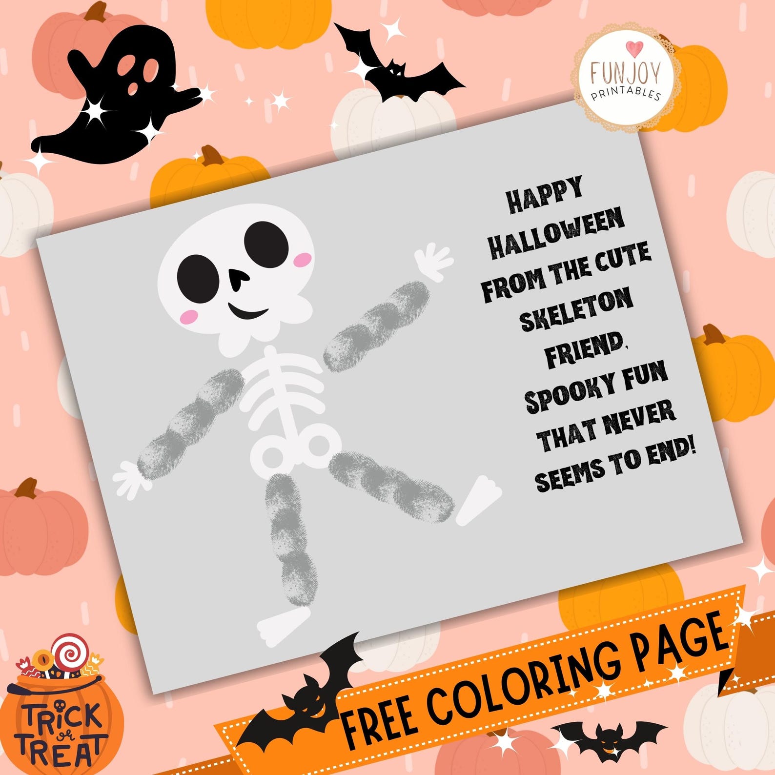 Spooky Halloween Handprint Art, Skeleton Handprint Craft for Kid ...