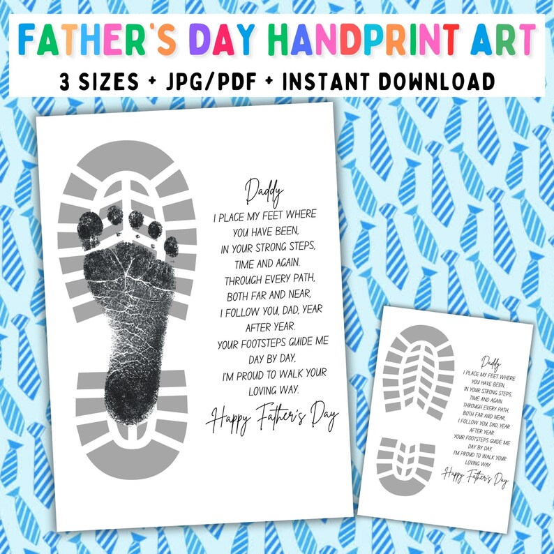 Father’s Day Footprint Poem PRINTABLE, DIY Gift for Dad, Daddy, Grandpa ...