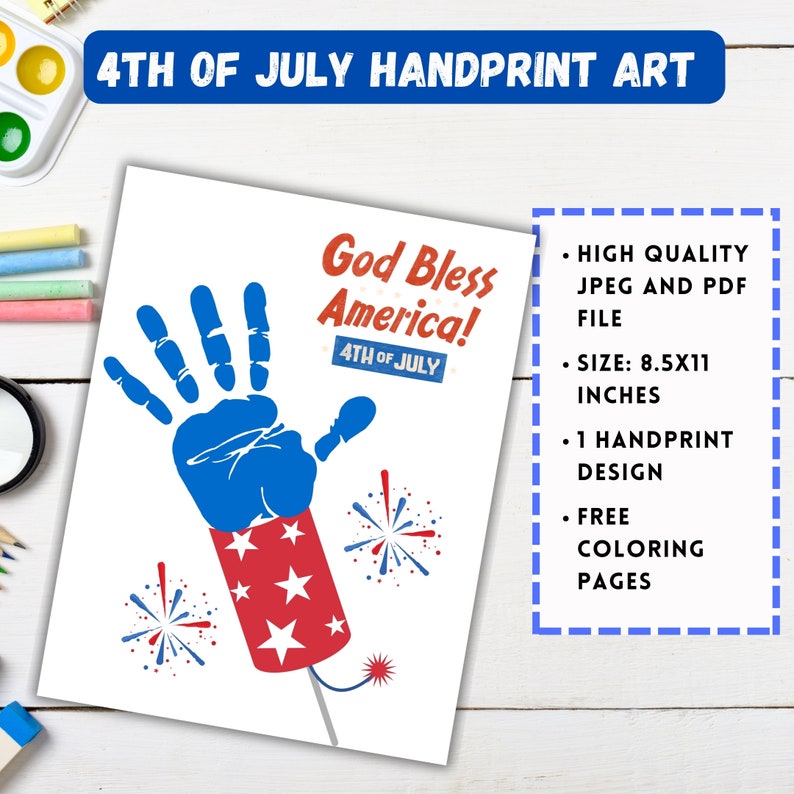 4th of July Handprint Art, 4th of July Activity, Handprint Art ...