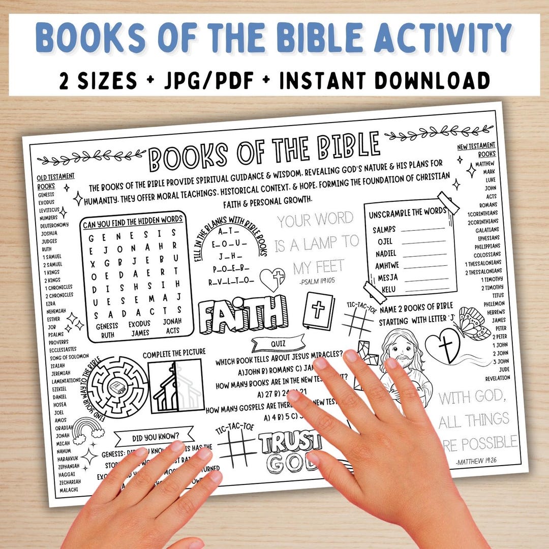 Books of the Bible Activity Placemat, Coloring Page for Kids, Books of ...