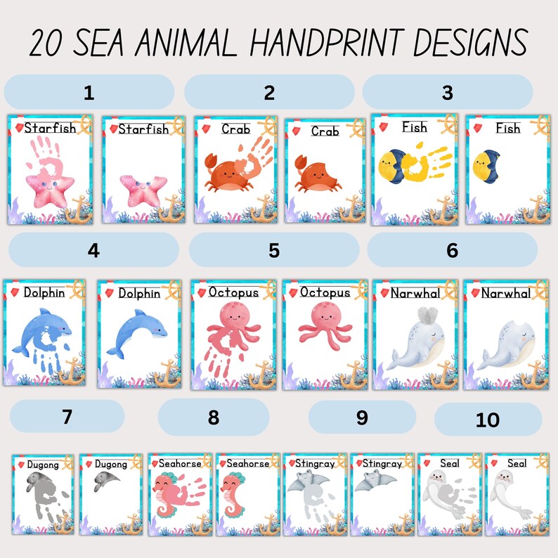 Sea Animals Handprint Craft, Undersea Handprint, Classroom Nursery ...