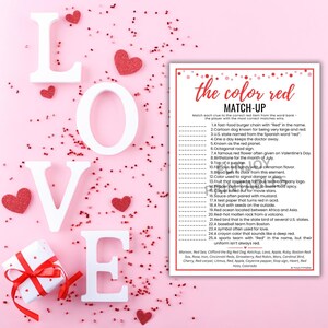 Valentine's Day the Color Red Game, Valentine Printable Games, Party ...