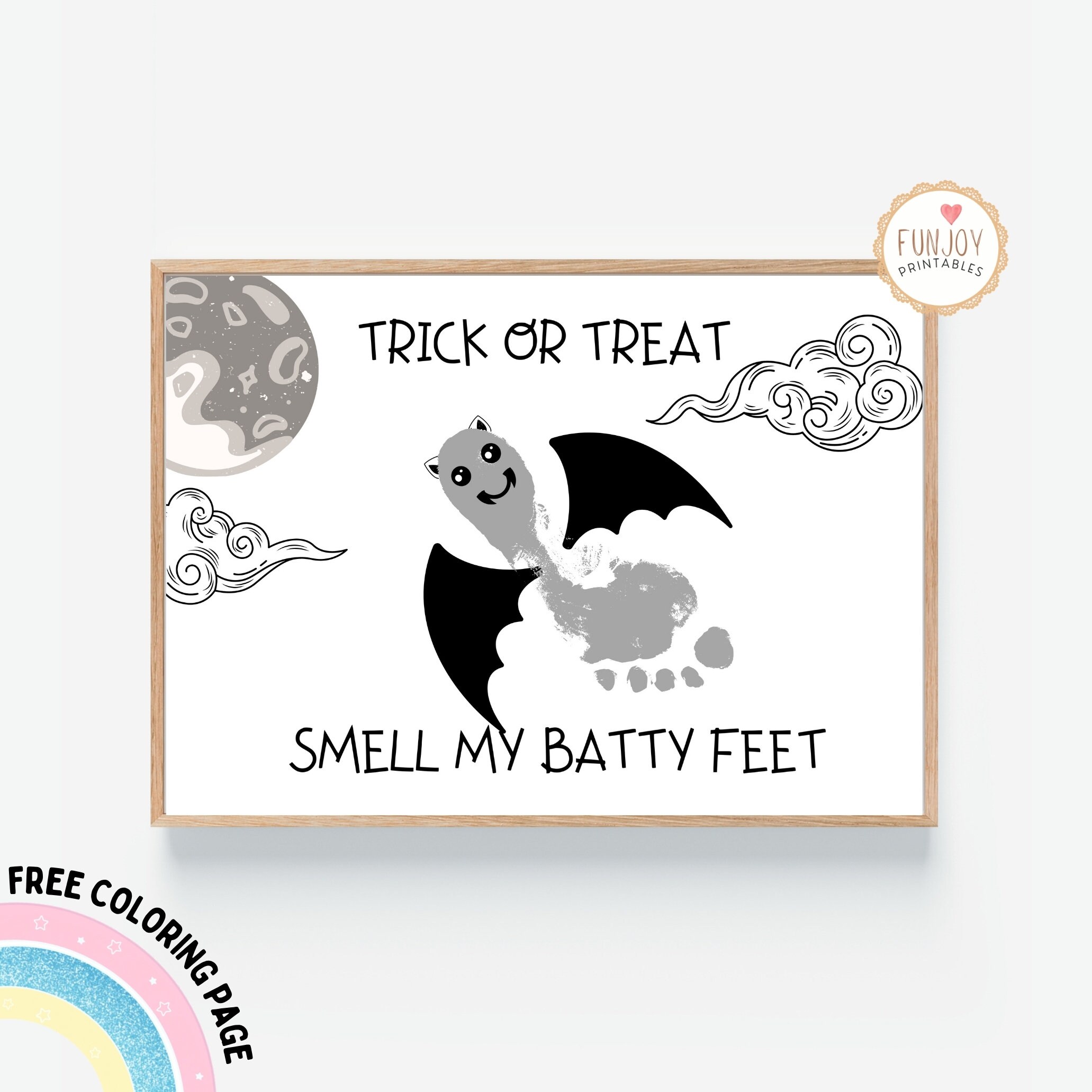 Halloween Bat Footprint Activity, Bat Footprint Art Craft, Halloween ...