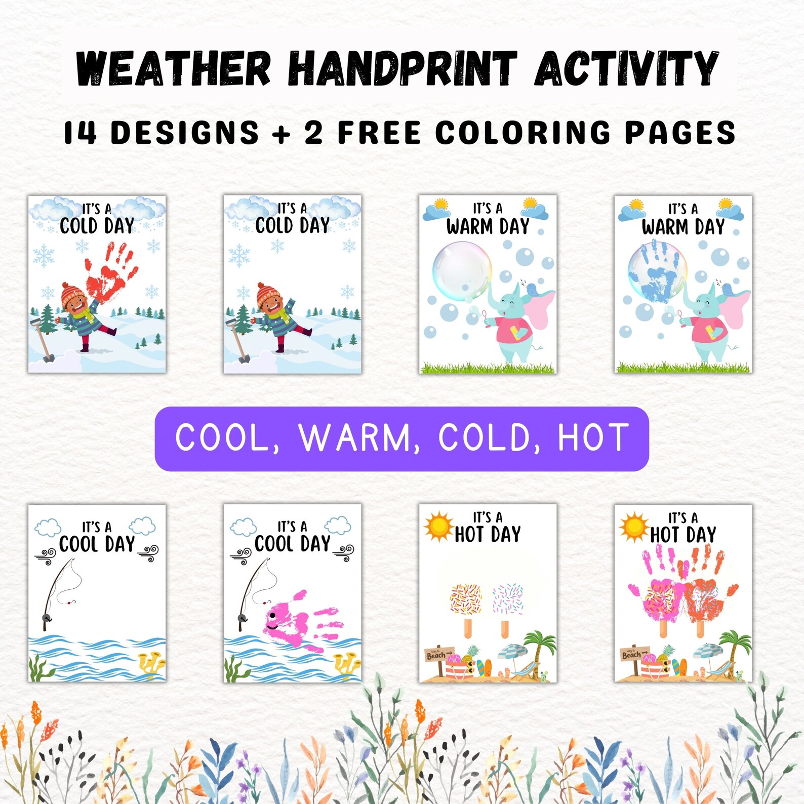 Printable Weather Handprint Craft Bundle, Kindergarten, Handprint Art ...