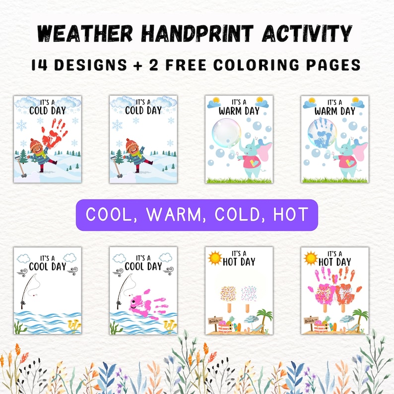 Printable Weather Handprint Craft Bundle, Kindergarten, Handprint Art ...