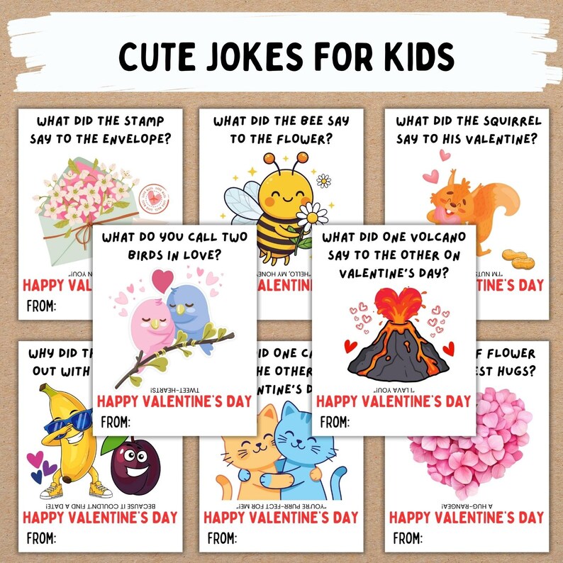 Valentine's Day Joke Cards for Kids, Classroom Exchange (instant ...