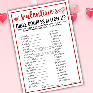 Valentine's Bible Couples Match-up Game | Christian Printable Quiz | Biblical Couples Matching ...