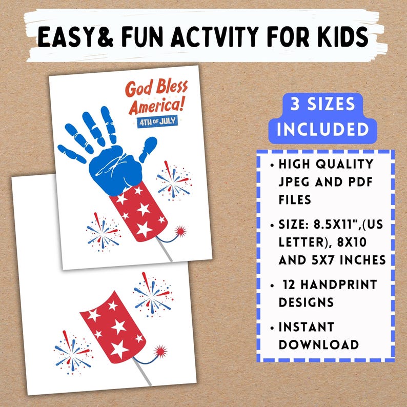 4th of July Handprint BUNDLE, Fourth of July Craft, 4th of July ...