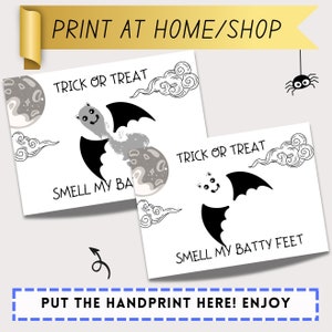 Halloween Bat Footprint Activity, Bat Footprint Art Craft, Halloween ...