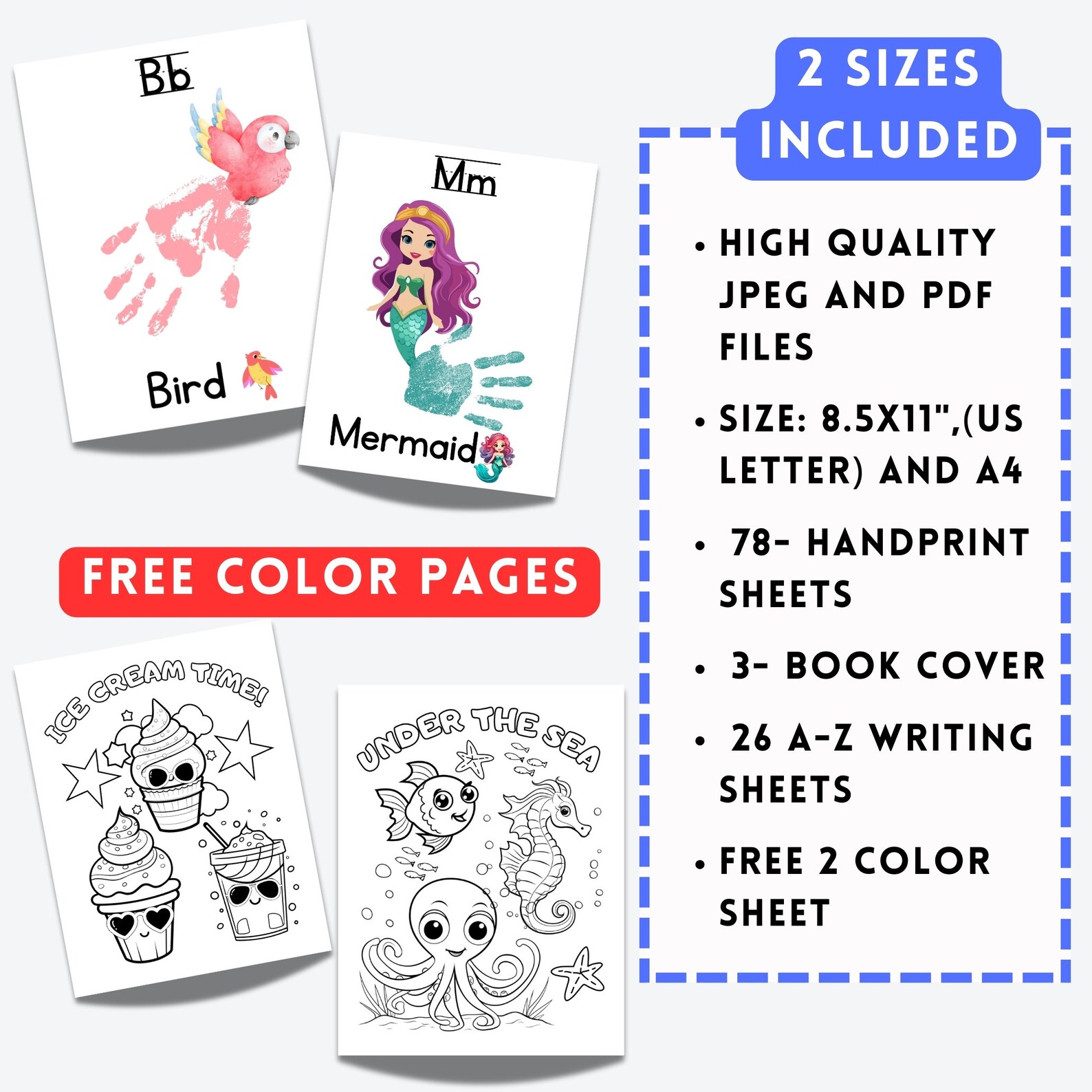 Handprint Alphabet Book Template, Preschool & Kindergarten Craft, DIY ...