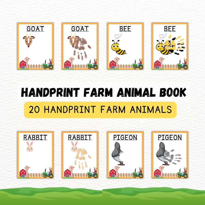 FARM ANIMALS Handprint Book, Printable Handprint Art, Toddler Child ...