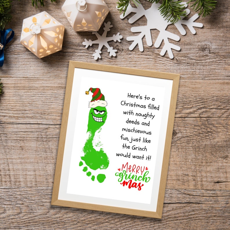 Christmas Handprint Art for Kids, Grinch Handprint Craft Keepsake ...