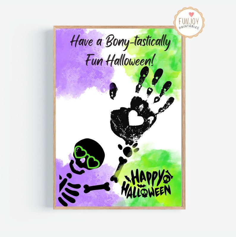 Halloween Handprint Art, Printable Handprint Crafts, Skeleton Handprint ...