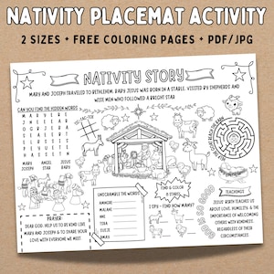 Christmas Activity Placemat for Kids, Merry Christmas PRINTABLE ...