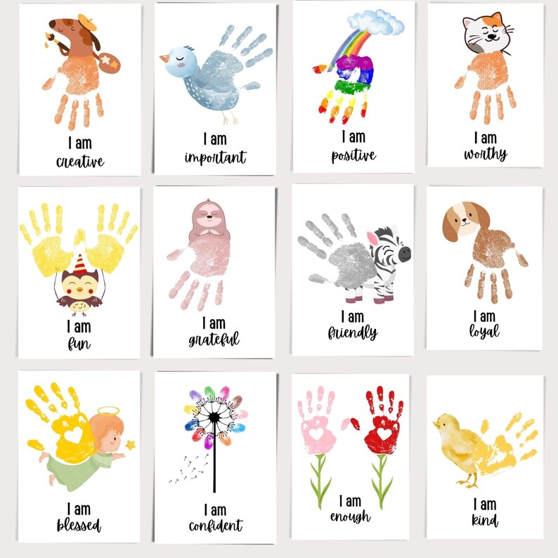 40 Affirmation Inspirational Handprint Craft BUNDLE, Affirmation ...